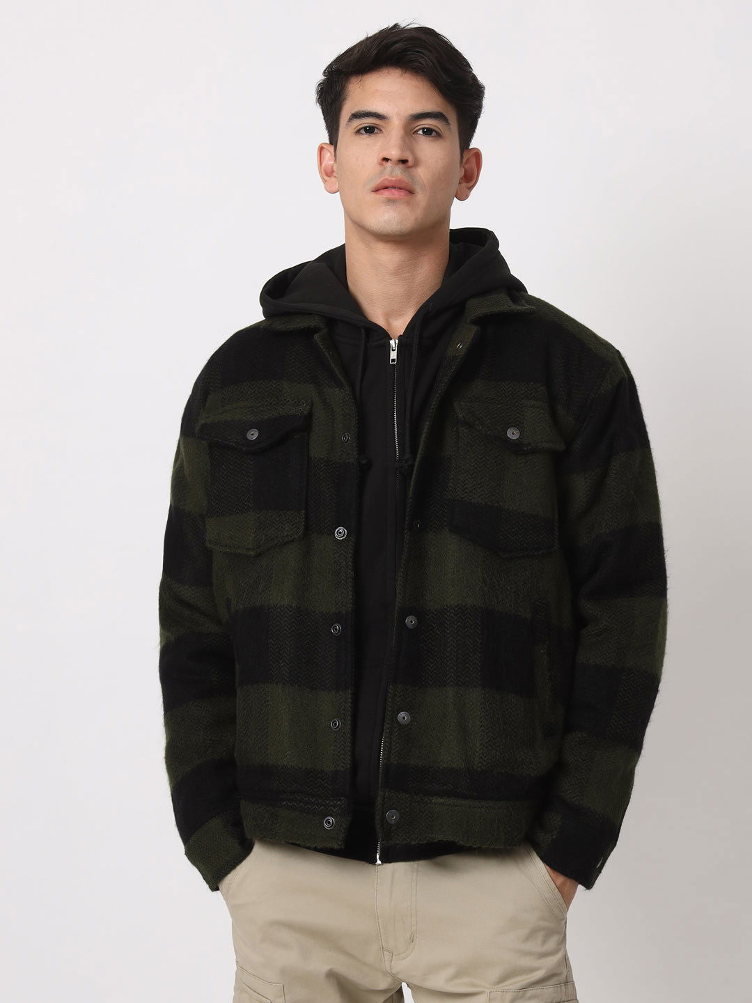 MEN'S GREEN BLACK DROP SHOULDER SHACKETS – St.Jones