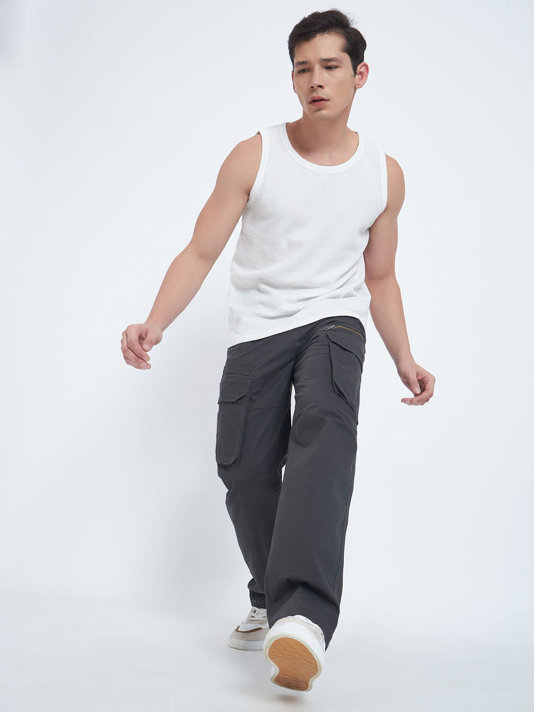 SAINT JONES-DARK GREY COTTON CARGO 8-POCKETS – St.Jones